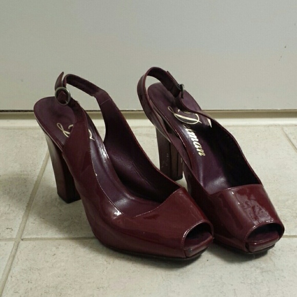 Delman | Shoes | Delman Womens Burgundy Open Toe Heels | Poshmark